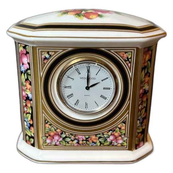 Wedgwood | Accents | Vintage Wedgwood Bone China Mantel Clock Floral ...